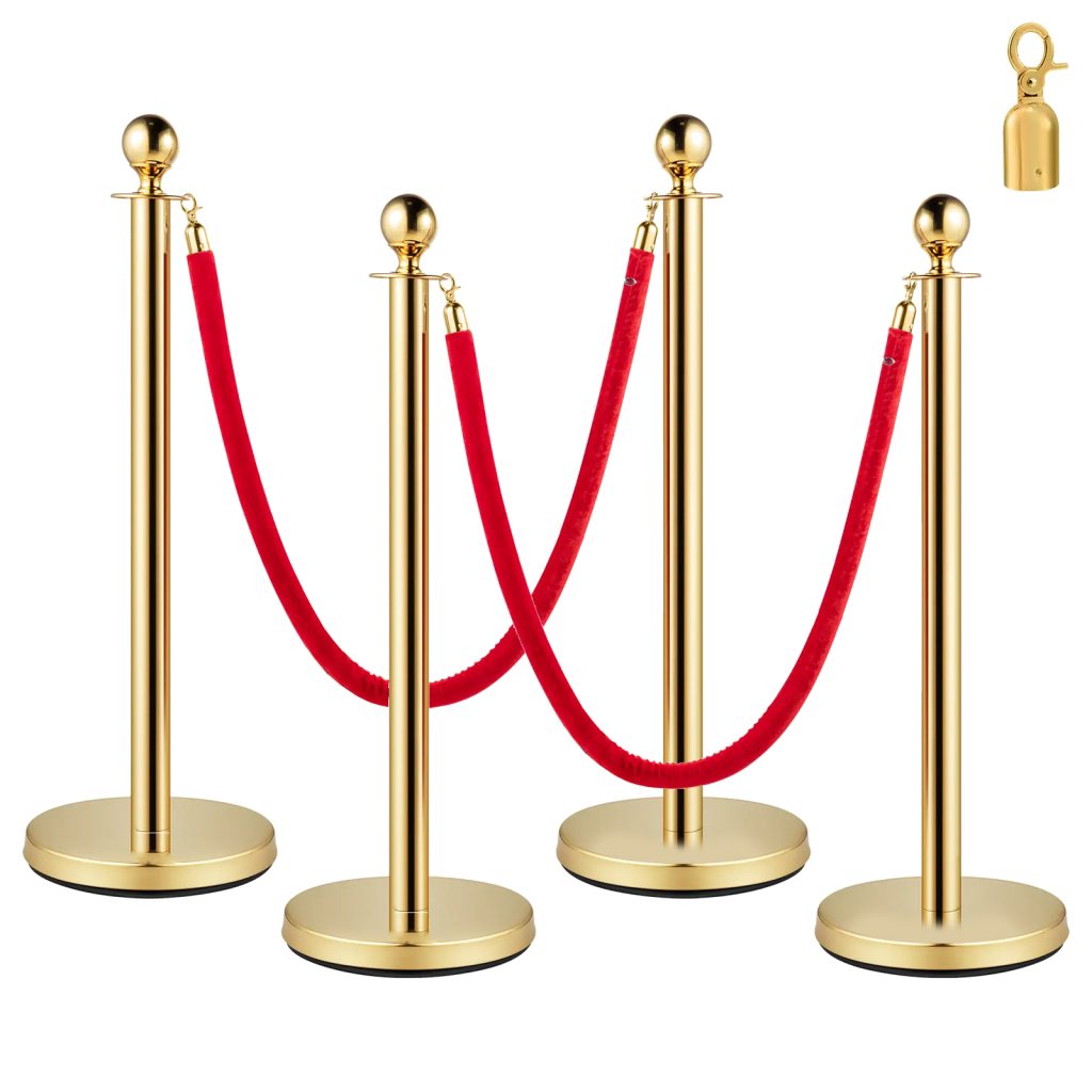 4pc Gold Stanchion Posts Queue | Boothking.com