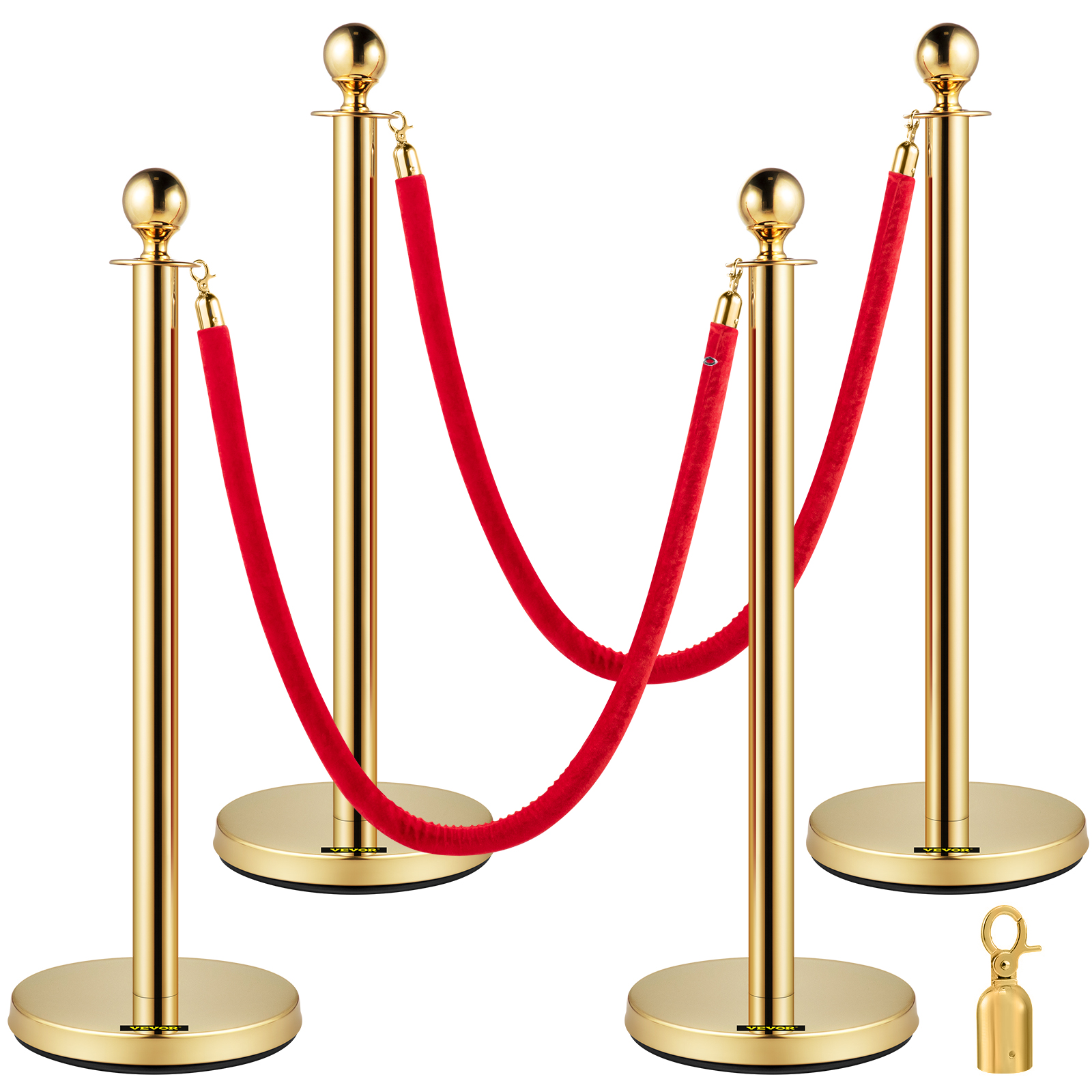 2PCS Gold Stanchion Posts Queue | Boothking.com